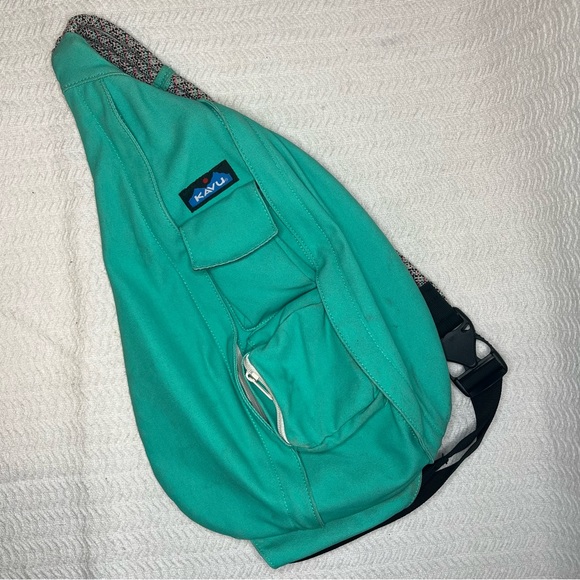 Kavu | Bags | Kavu Teal And Black Rope Sling Bag With Adjustable Rope ...